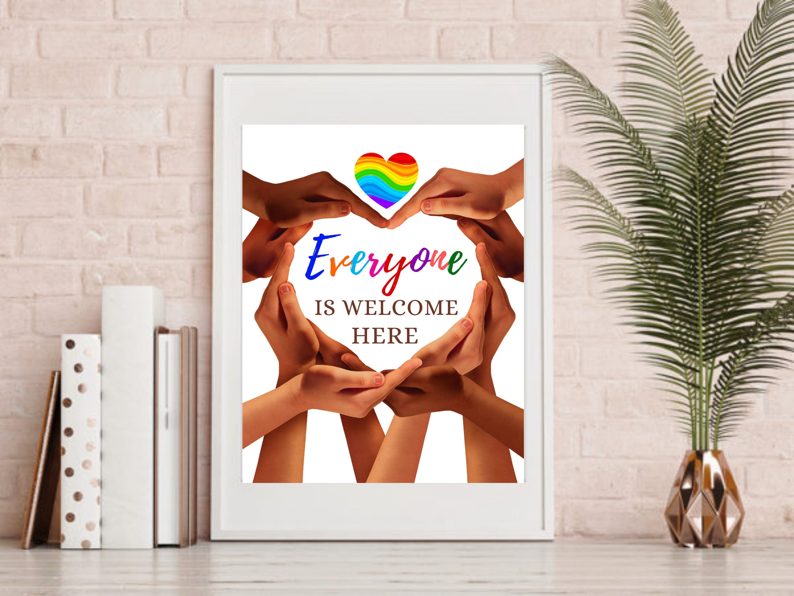 Everyone is Welcome Here Diversity Poster, Holding Hands Social Worker ...