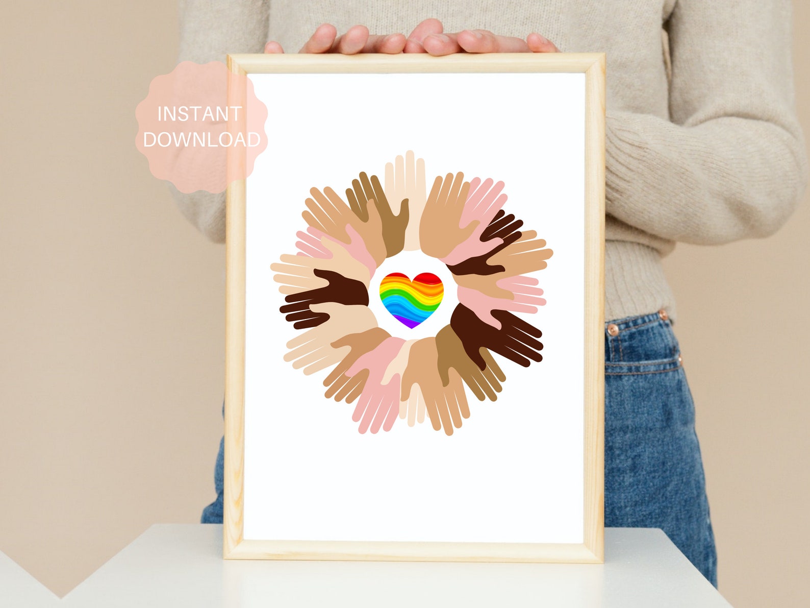 PRIDE Hands of Diversity and Love, Diversity Art, Digital Download ...