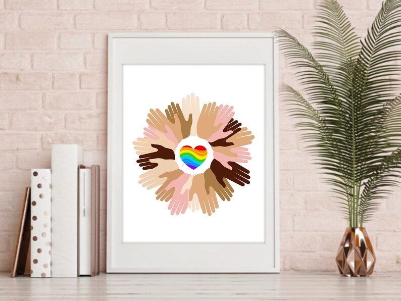 PRIDE Hands of Diversity and Love, Diversity Art, Digital Download ...