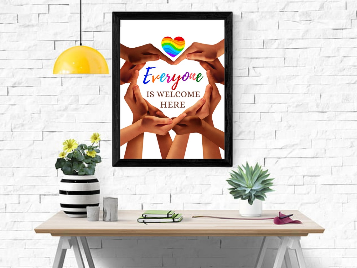 Everyone is Welcome Here Diversity Poster, Holding Hands Social Worker ...