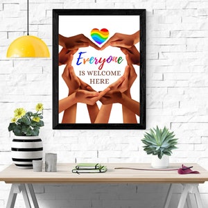 Everyone is Welcome Here Diversity Poster, Holding Hands Social Worker ...