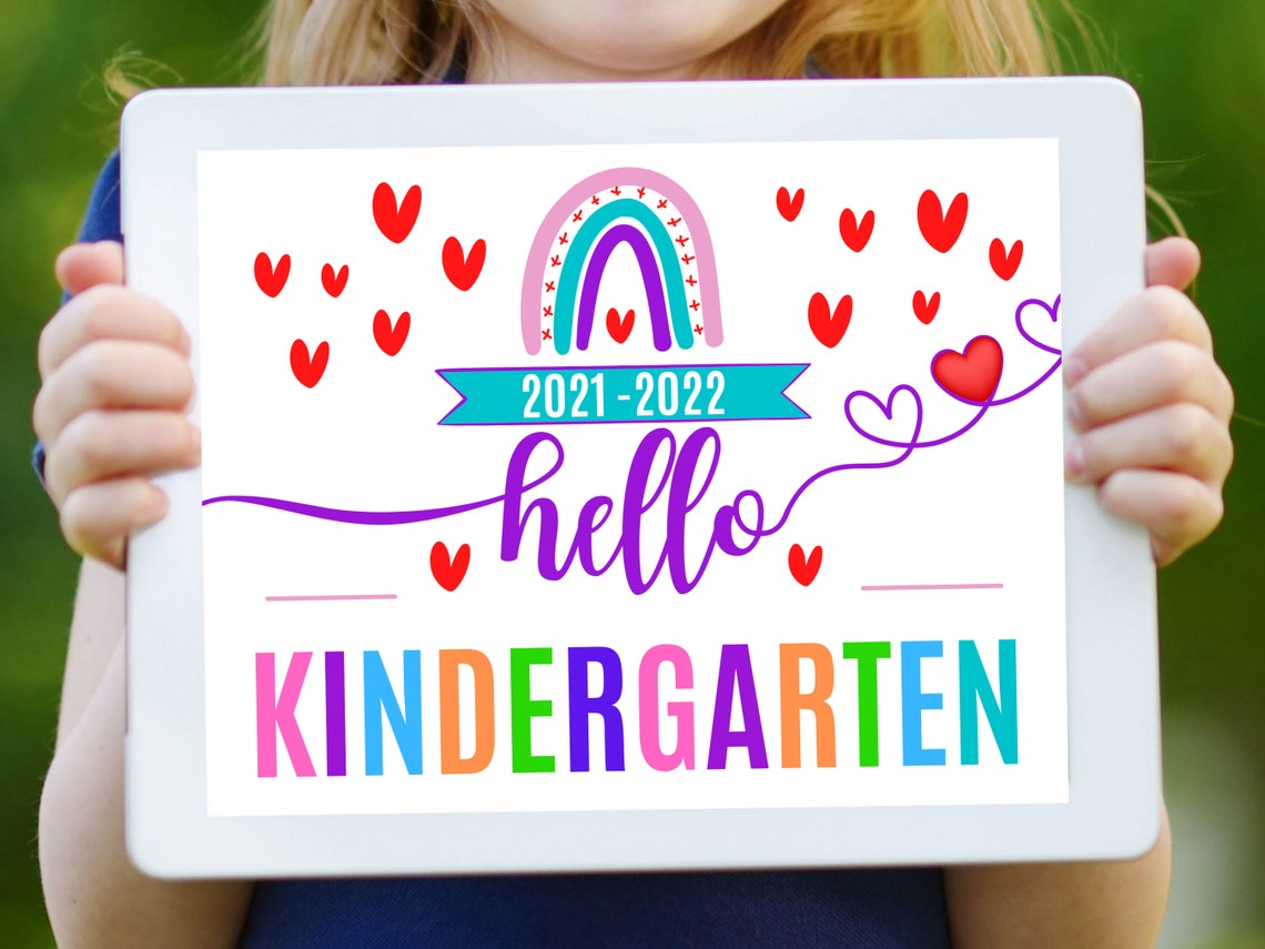 RAINBOW First Day of Kindergarten, Back to School Printable Sign, Girl ...