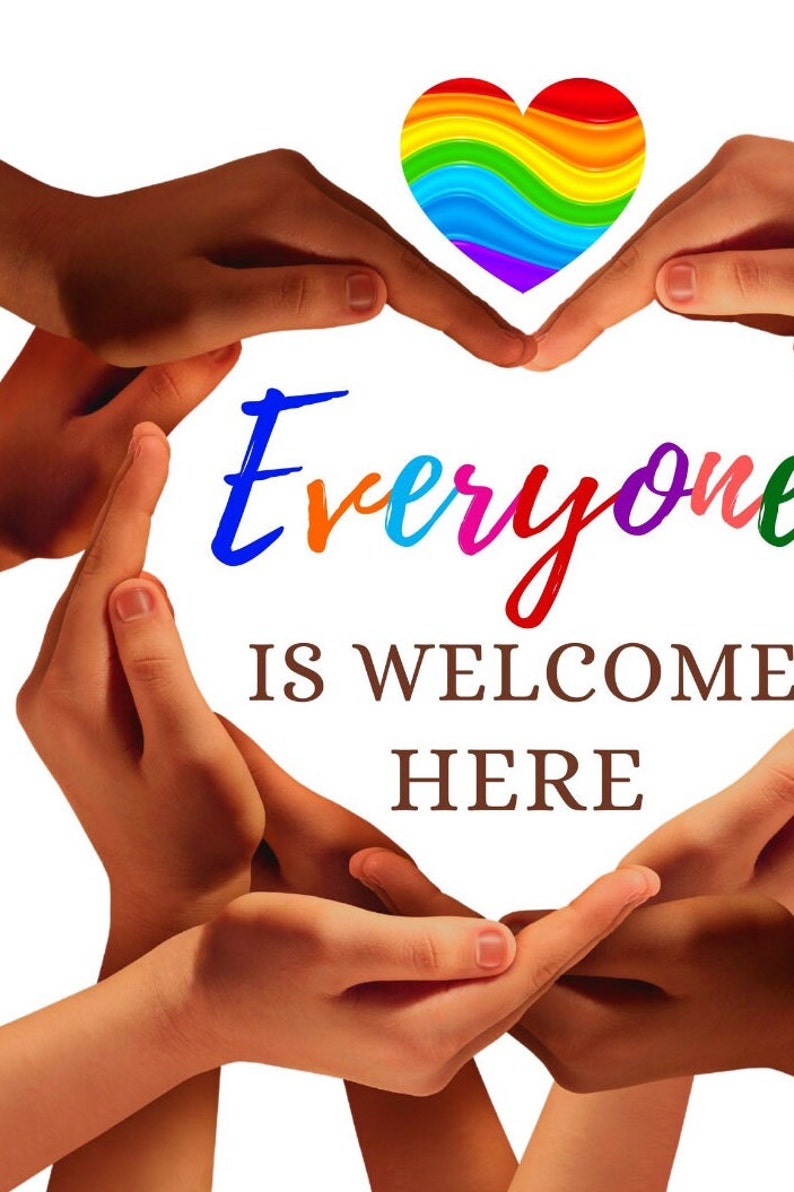Everyone is Welcome Here Diversity Poster, Holding Hands Social Worker ...