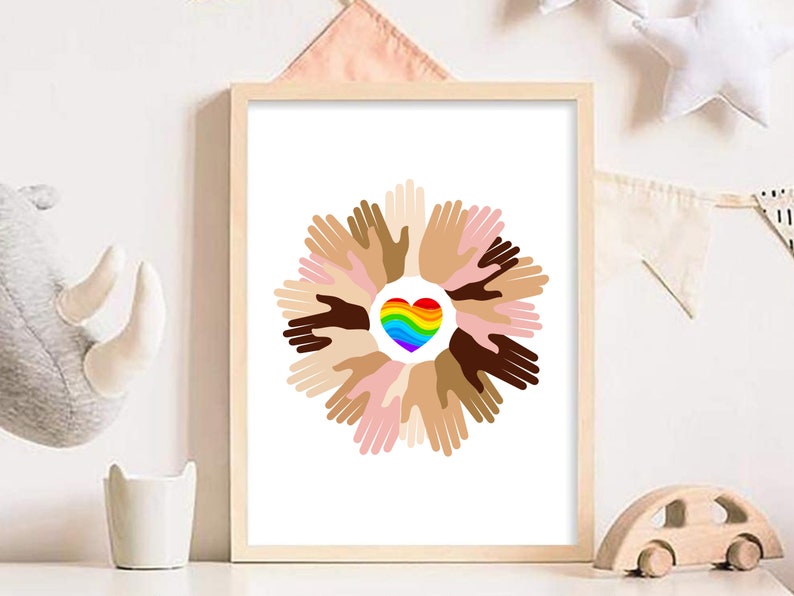 PRIDE Hands of Diversity and Love, Diversity Art, Digital Download ...