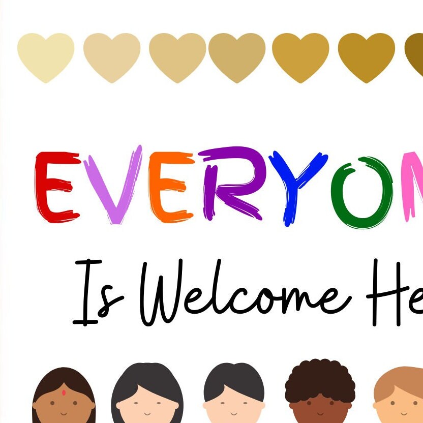 Everyone is Welcome Here, Diversity Art, Diversity Hearts, Digital ...