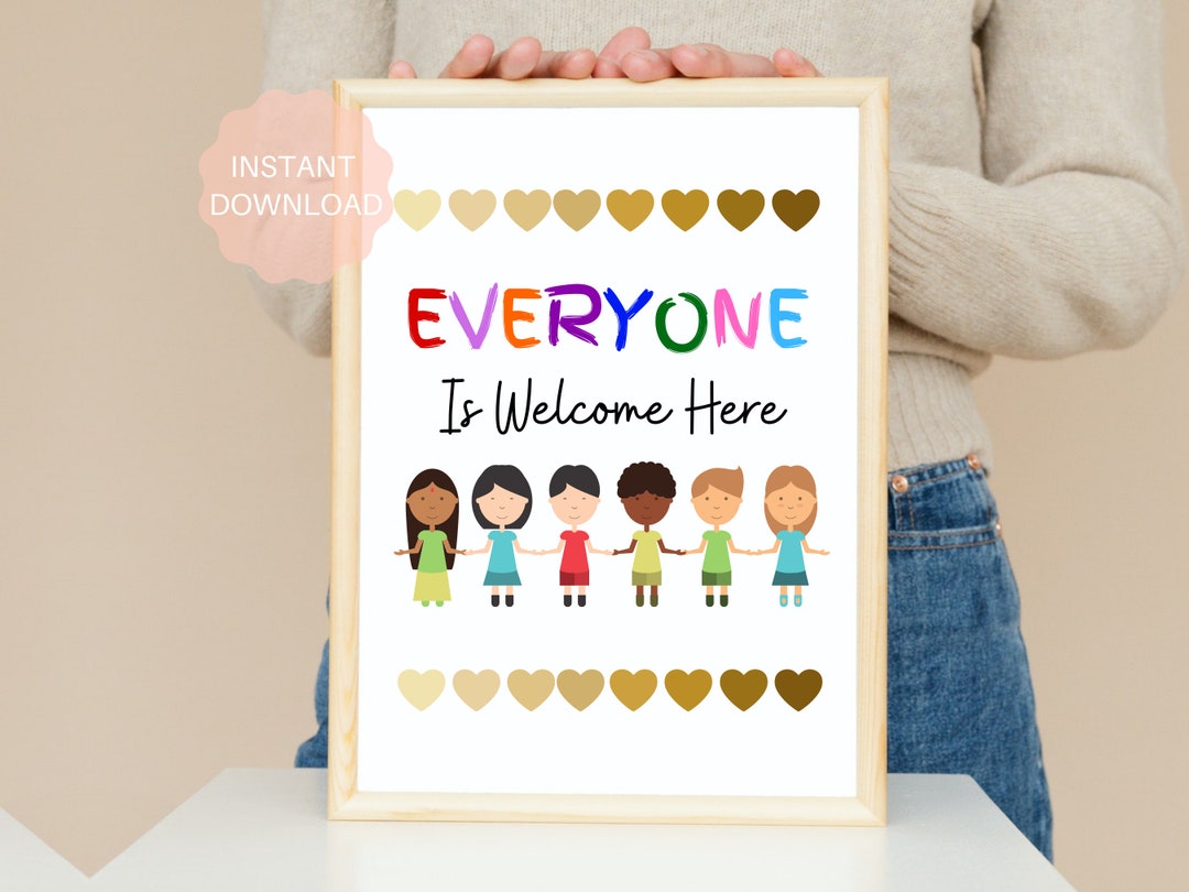Everyone is Welcome Here, Diversity Art, Diversity Hearts, Digital ...