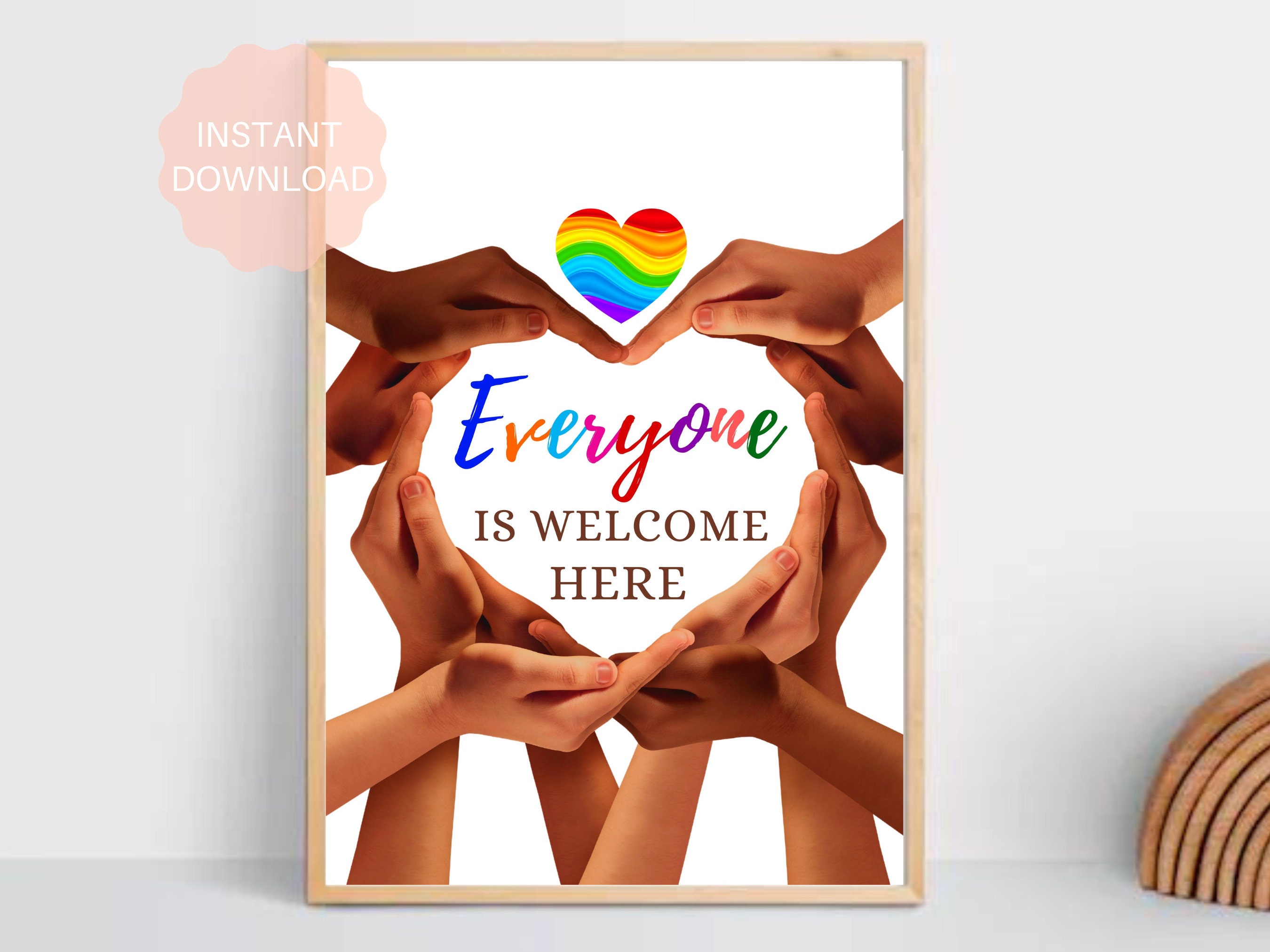 Everyone is Welcome Here Diversity Poster, Holding Hands Social Worker ...