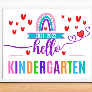 RAINBOW First Day of Kindergarten, Back to School Printable Sign, Girl ...