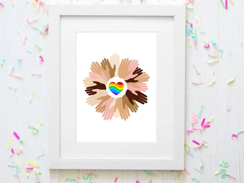 PRIDE Hands of Diversity and Love, Diversity Art, Digital Download ...