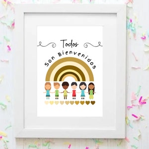 Todos Son Bienvenidos, All Are Welcome, Diversity Printable, Spanish ...
