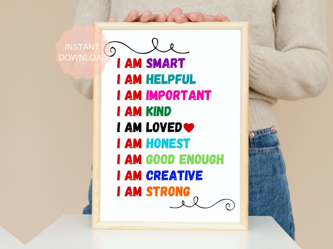 I AM Positive Affirm for Kids, Classroom Art, Positive Classroom Decor ...