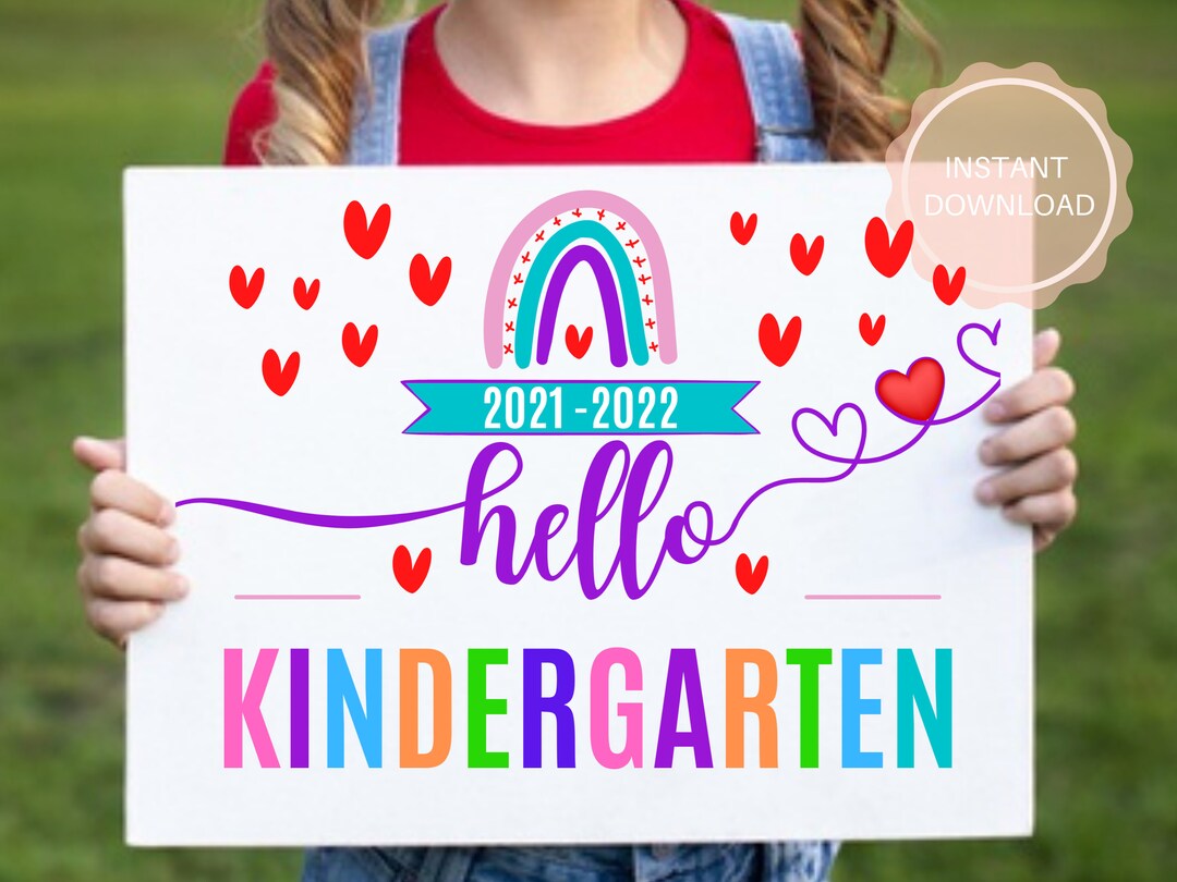 RAINBOW First Day of Kindergarten, Back to School Printable Sign, Girl ...