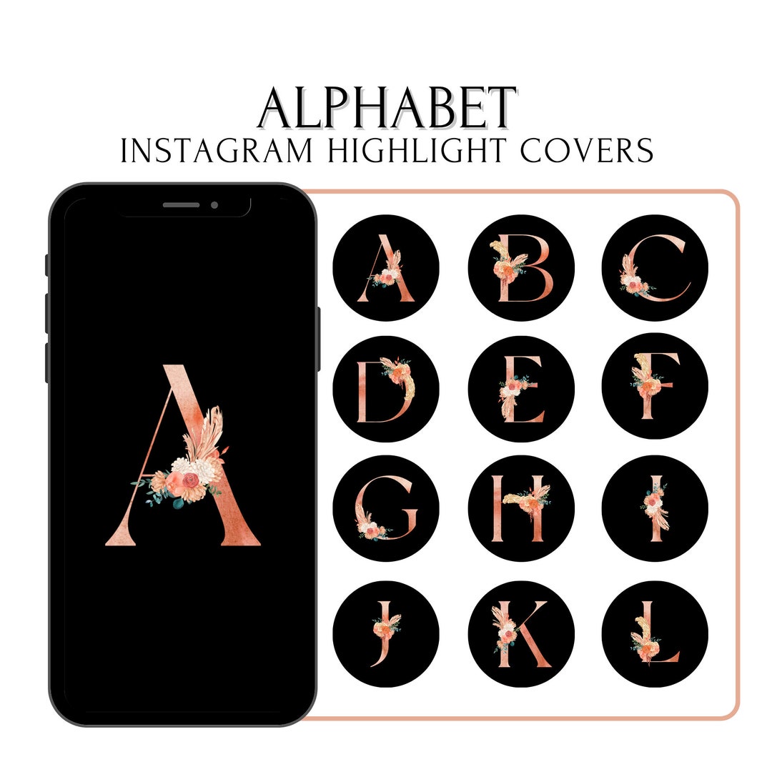 Instagram Letters Highlight Covers Watercolor, Instagram Alphabet ...