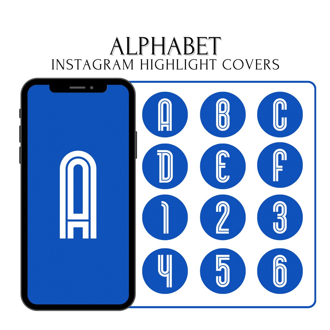 Alphabet Instagram Highlight Covers: Royal Blue Letters and Numbers ...