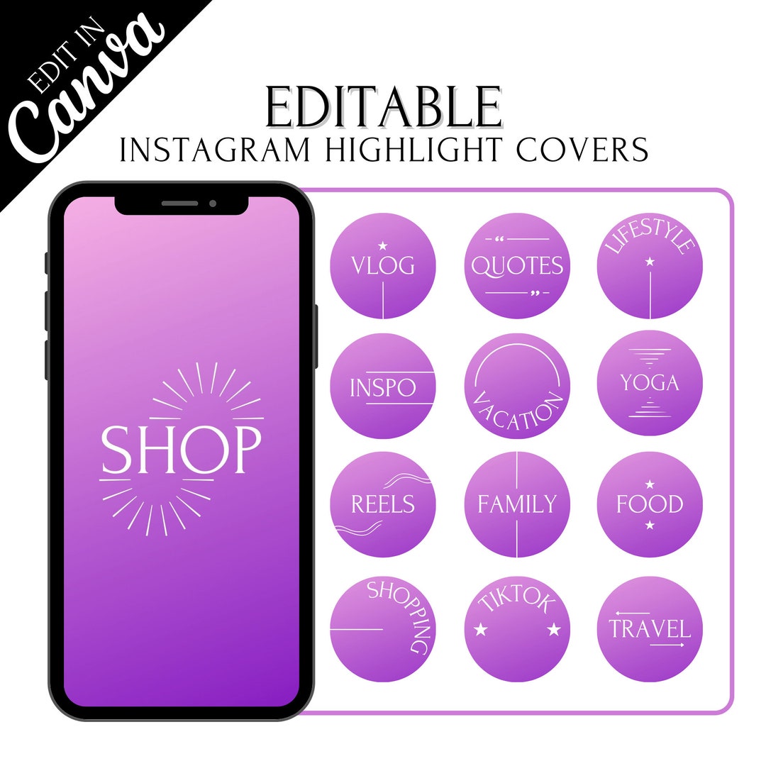 Instagram Highlight Covers Purple, IG Highlight Covers Gradient ...