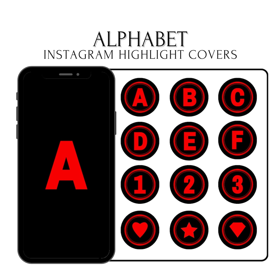 Instagram Letters Highlight Covers Red, Alphabet PNG, Red Instagram ...