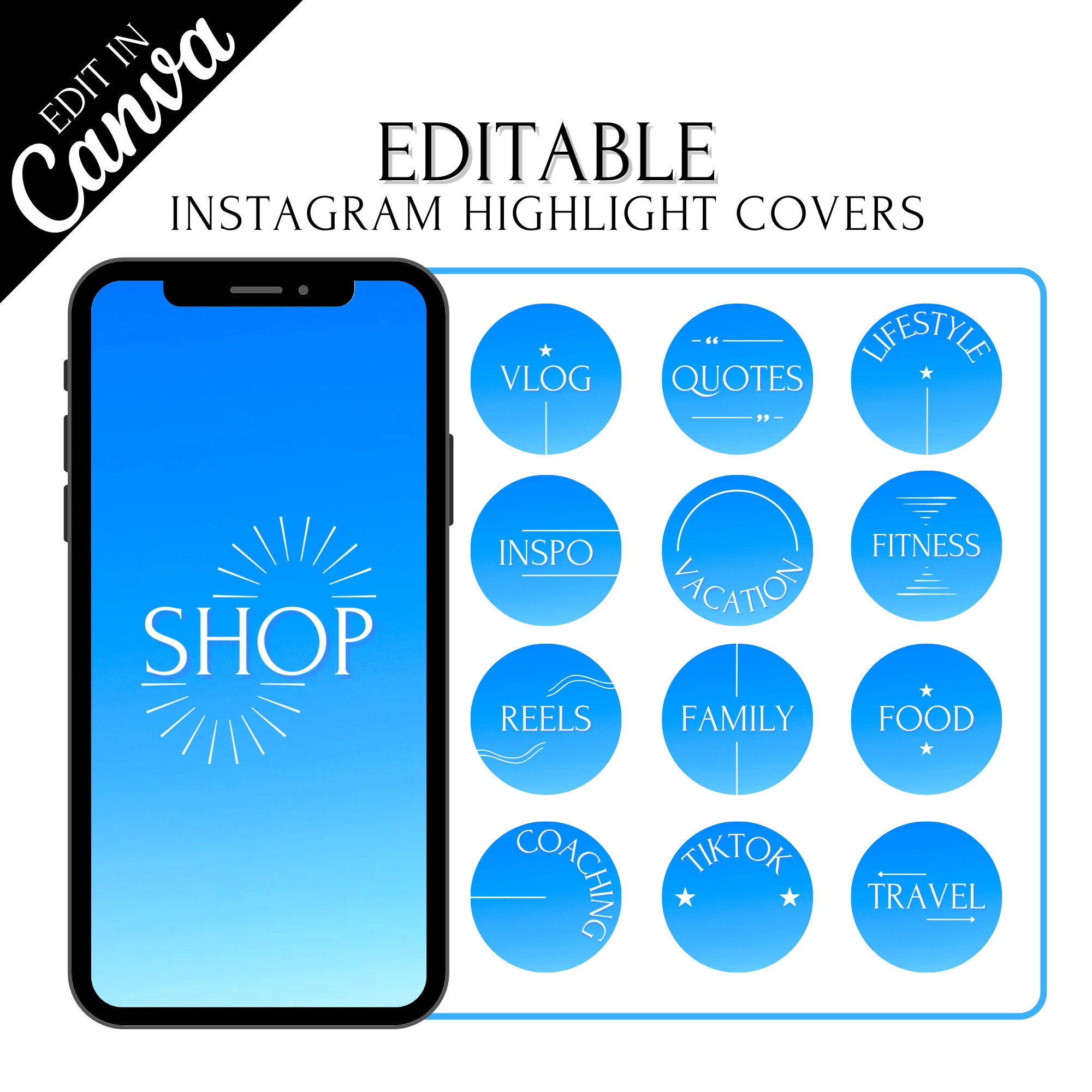 Instagram Highlight Covers Blue IG Highlight Covers - Etsy Ireland
