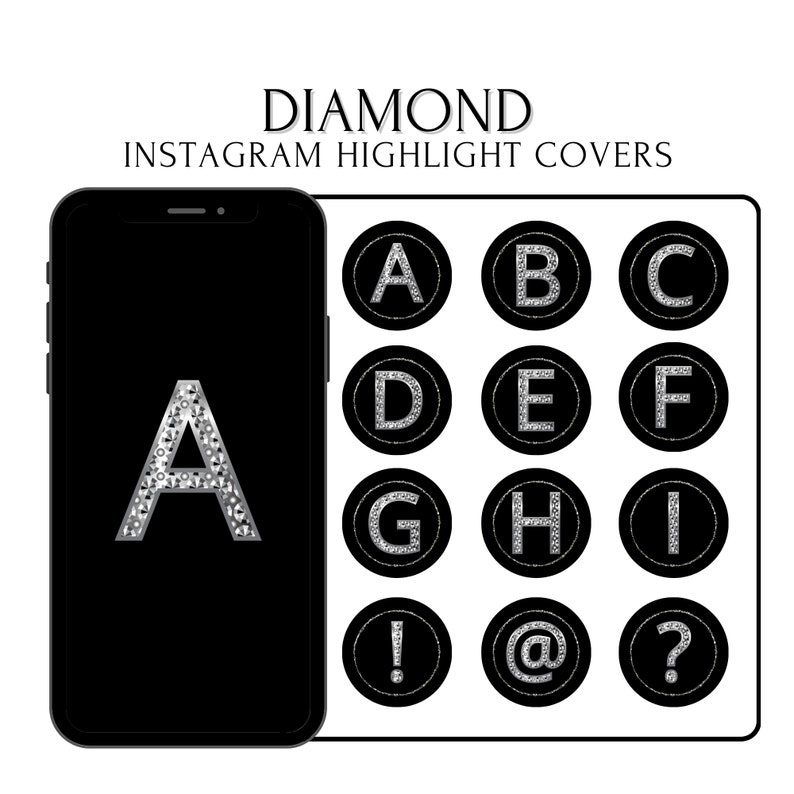 Instagram Letters Highlight Covers, Diamond Alphabet PNG, Glam Letters ...