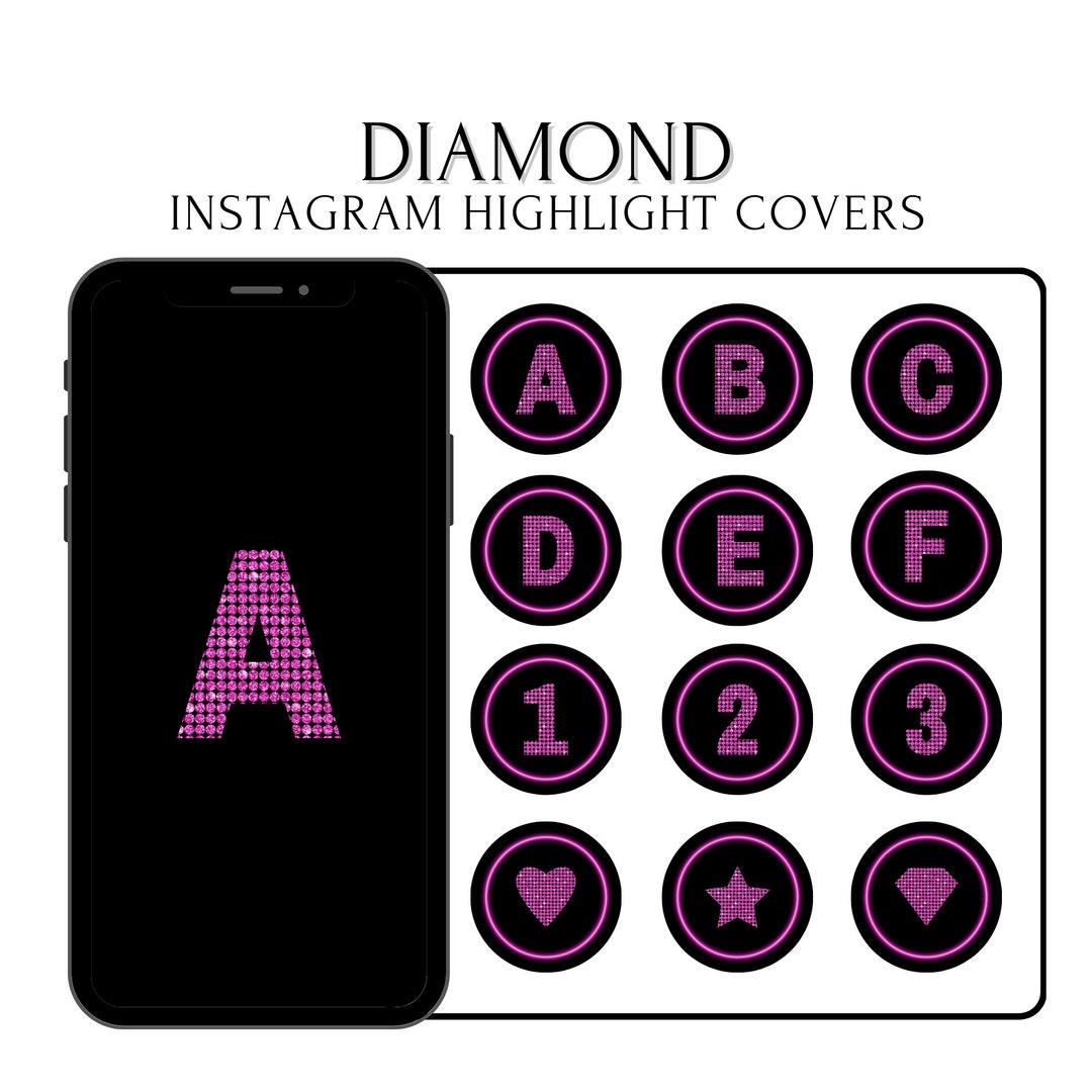 Pink Diamond Letters Instagram Highlight Covers: Glam Alphabet PNG ...
