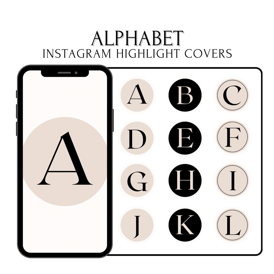 Instagram Letters Highlight Covers, Black and Beige Alphabet PNG, Beige ...