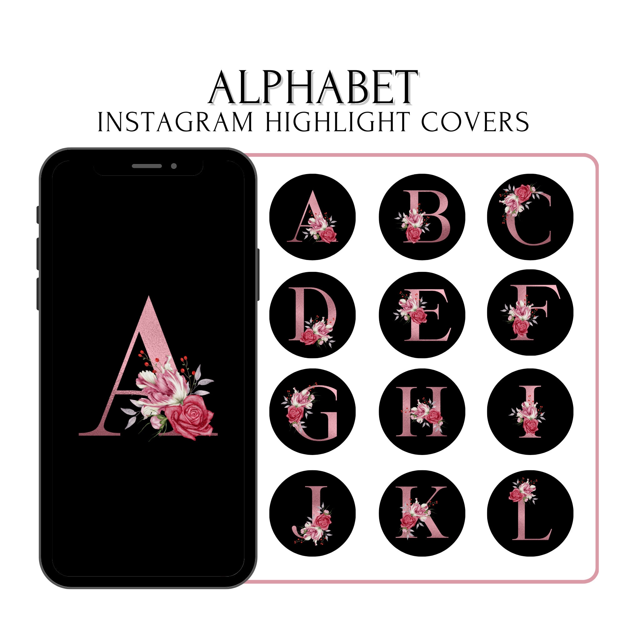 Instagram Letters Highlight Covers Watercolor, Instagram Alphabet ...