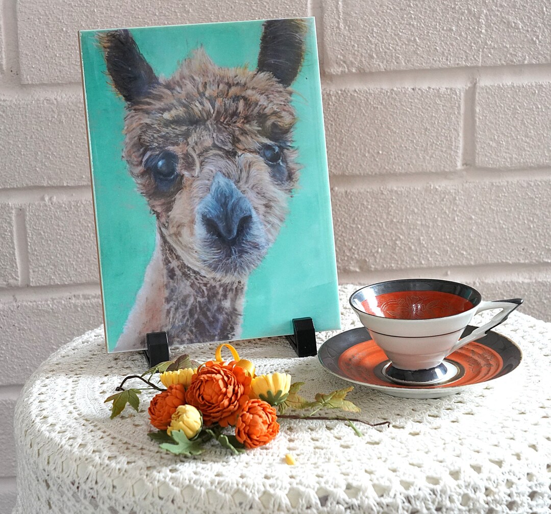 Alpaca Picture Tile, Contemporary Pastel Art Tile From My Original ...