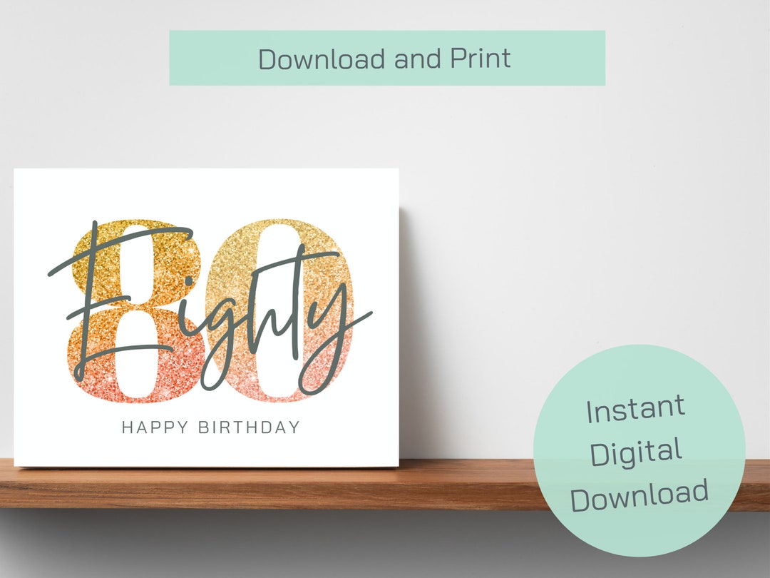 80th Birthday Card| Printable Card| Digital Card - Etsy