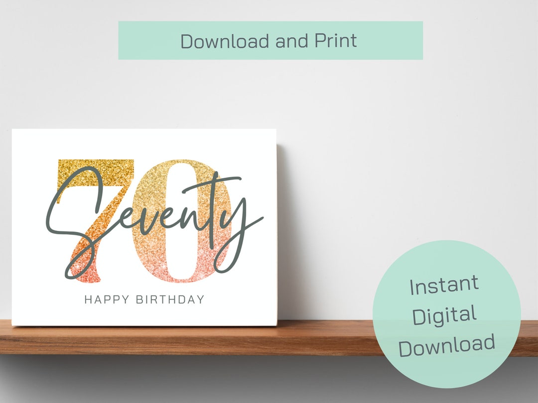 70th Birthday Card| Printable Card| Digital Card - Etsy