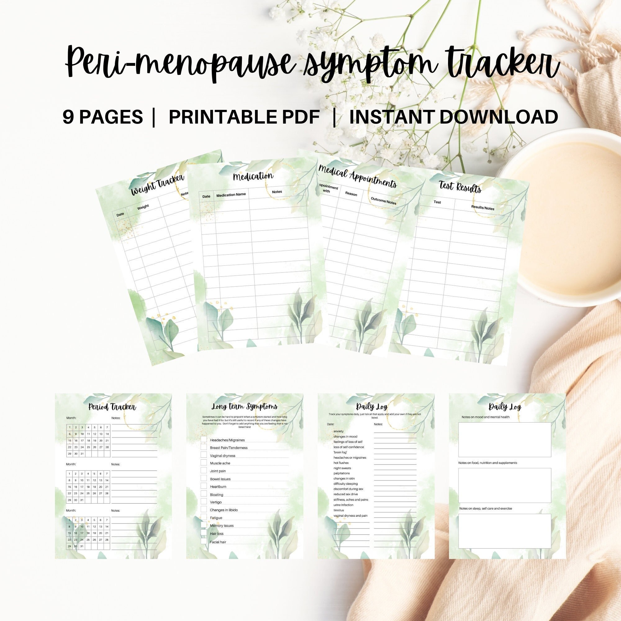 The Peri Menopause Tracker Pack Printable Menopause Journal Menopause ...