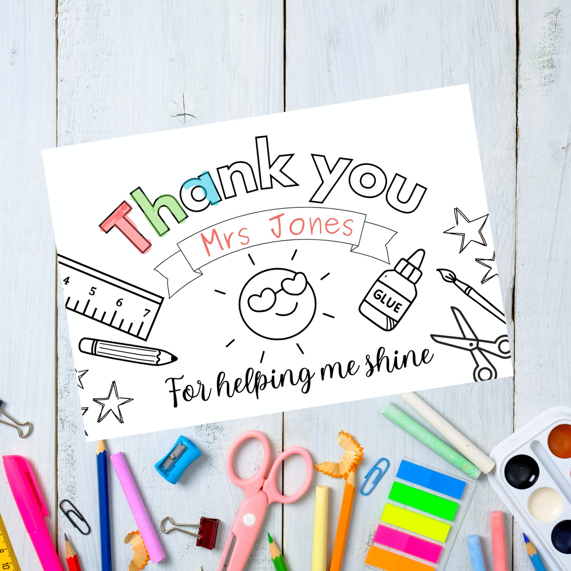 Teacher Appreciation Printable Card Teacher Thank You Digital Card ...