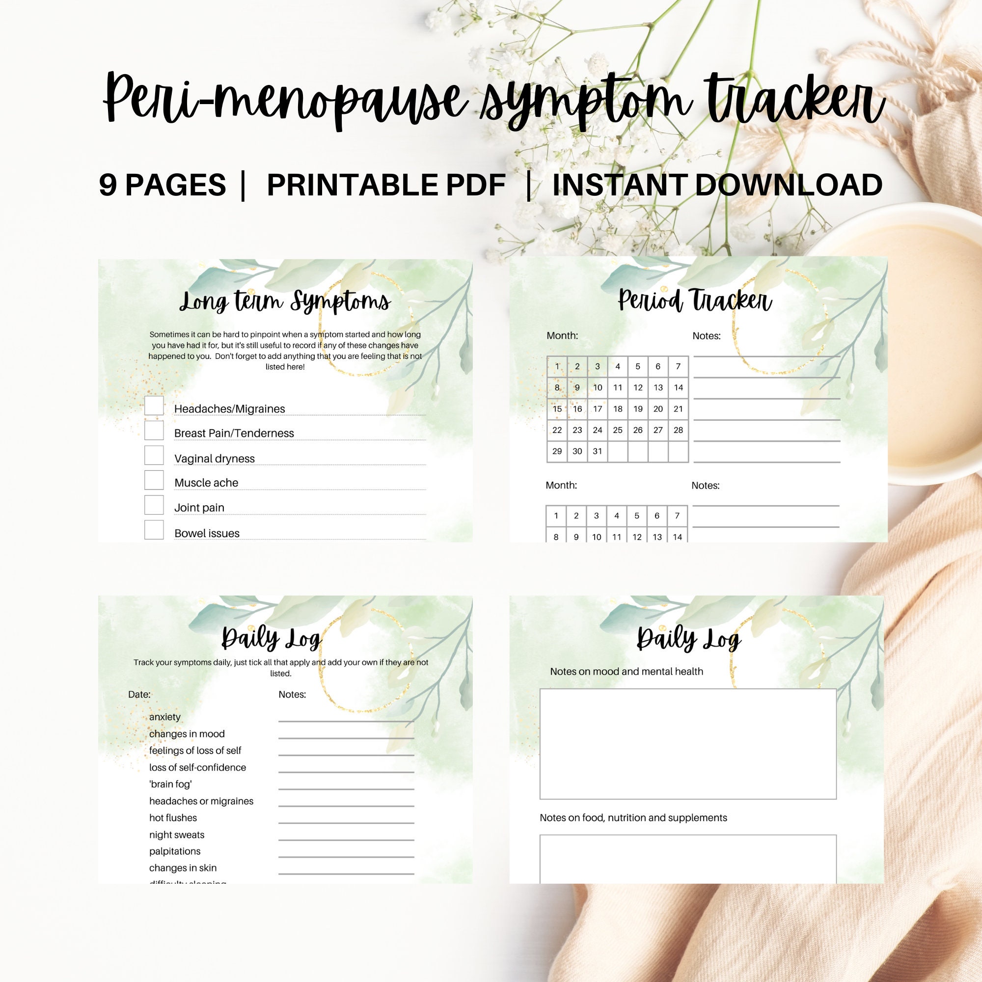 The Peri Menopause Tracker Pack Printable Menopause Journal Menopause ...