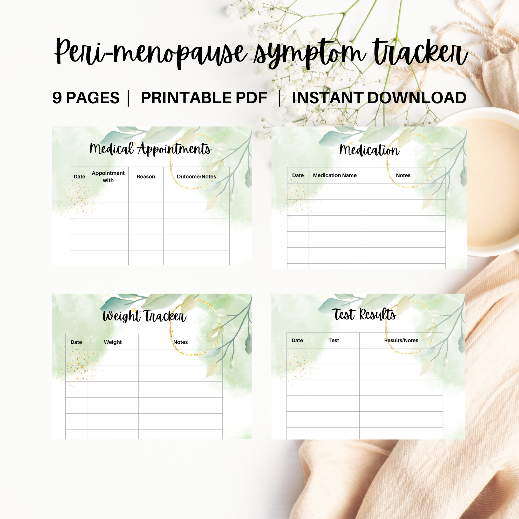 The Peri Menopause Tracker Pack Printable Menopause Journal Menopause ...