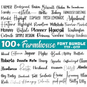 The Ultimate 100 Farmhouse Fonts Bundle, Cursive Font, Canva Font ...
