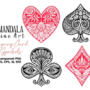 Playing Card Suits Mandala SVG Png Eps Dxf Playing Cards - Etsy