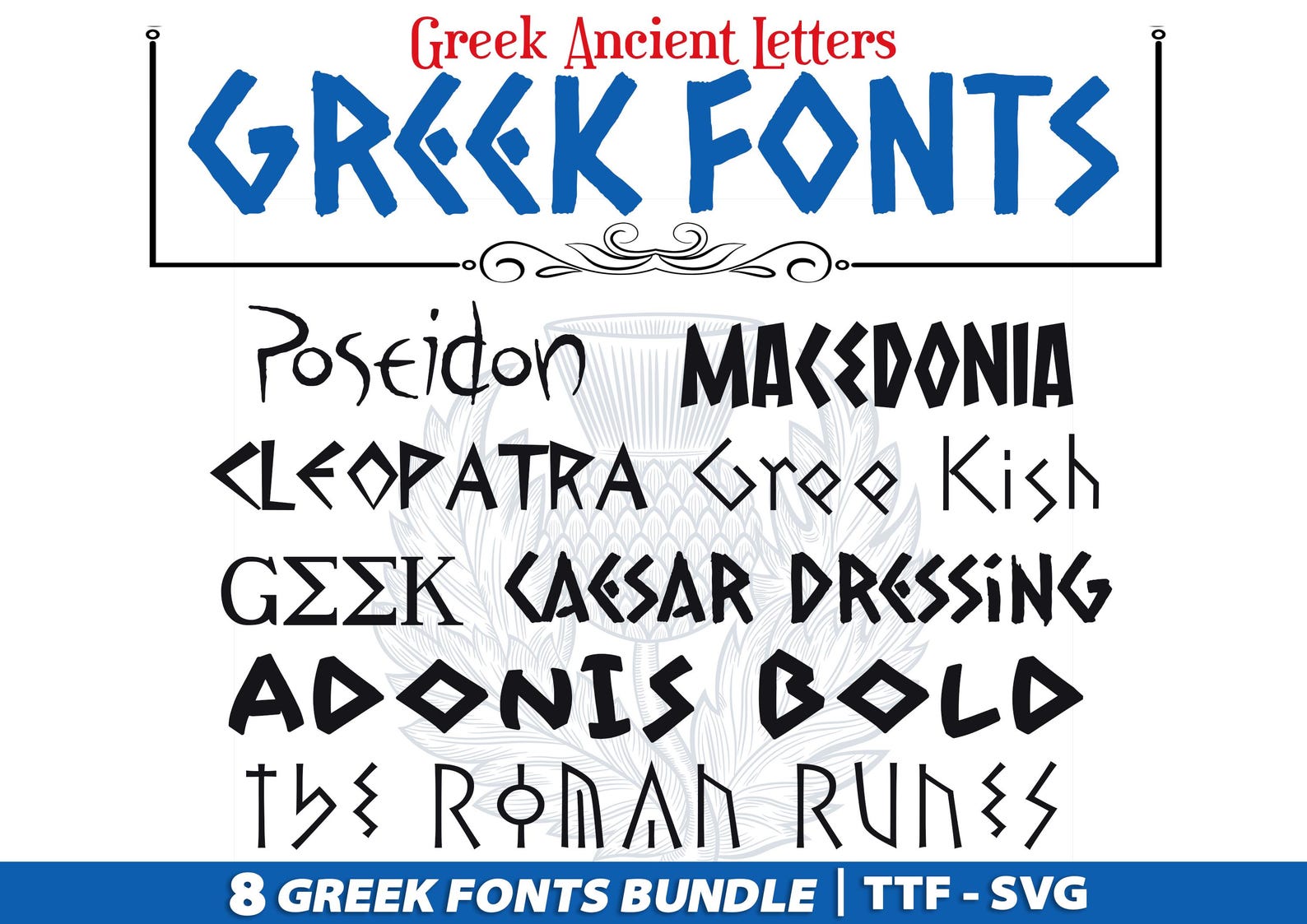 Greek Font Bundle, Greek Alphabet SVG, Greek Ancient Letters, Greek ...