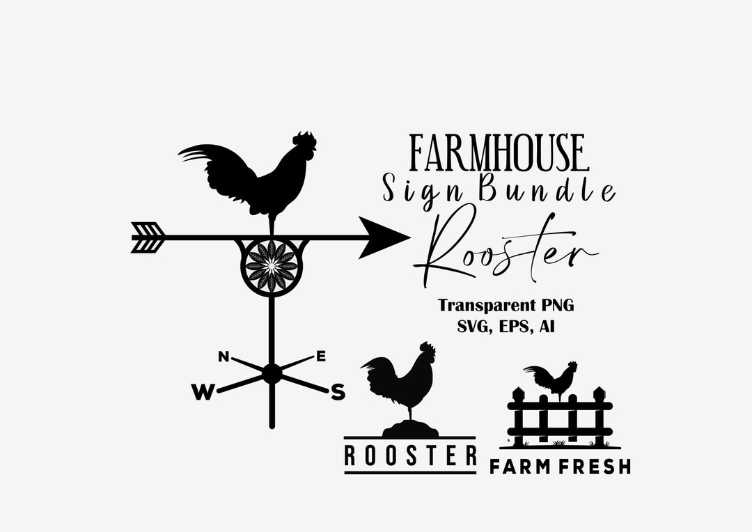 Rooster Svg Bundle, Rooster Weather Vane Svg, Farmhouse Svg, Rooster ...