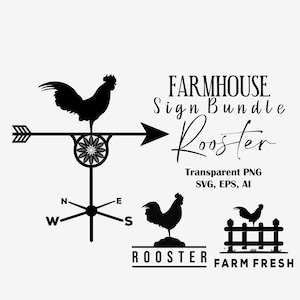 Rooster Svg Bundle, Rooster Weather Vane Svg, Farmhouse Svg, Rooster ...