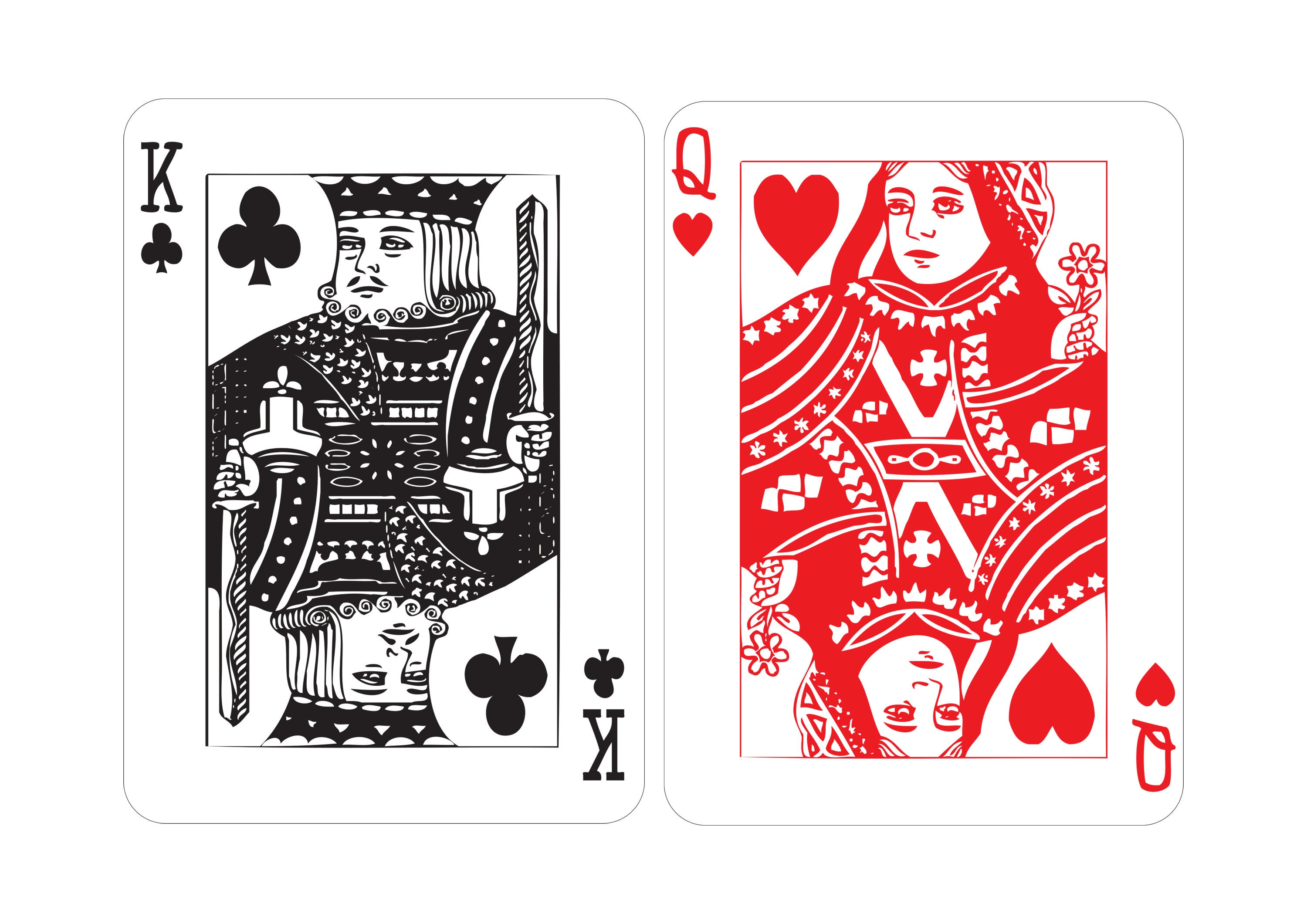 Playing Cards Svg, King and Queen Svg Bundle, Queen of Hearts, King of ...