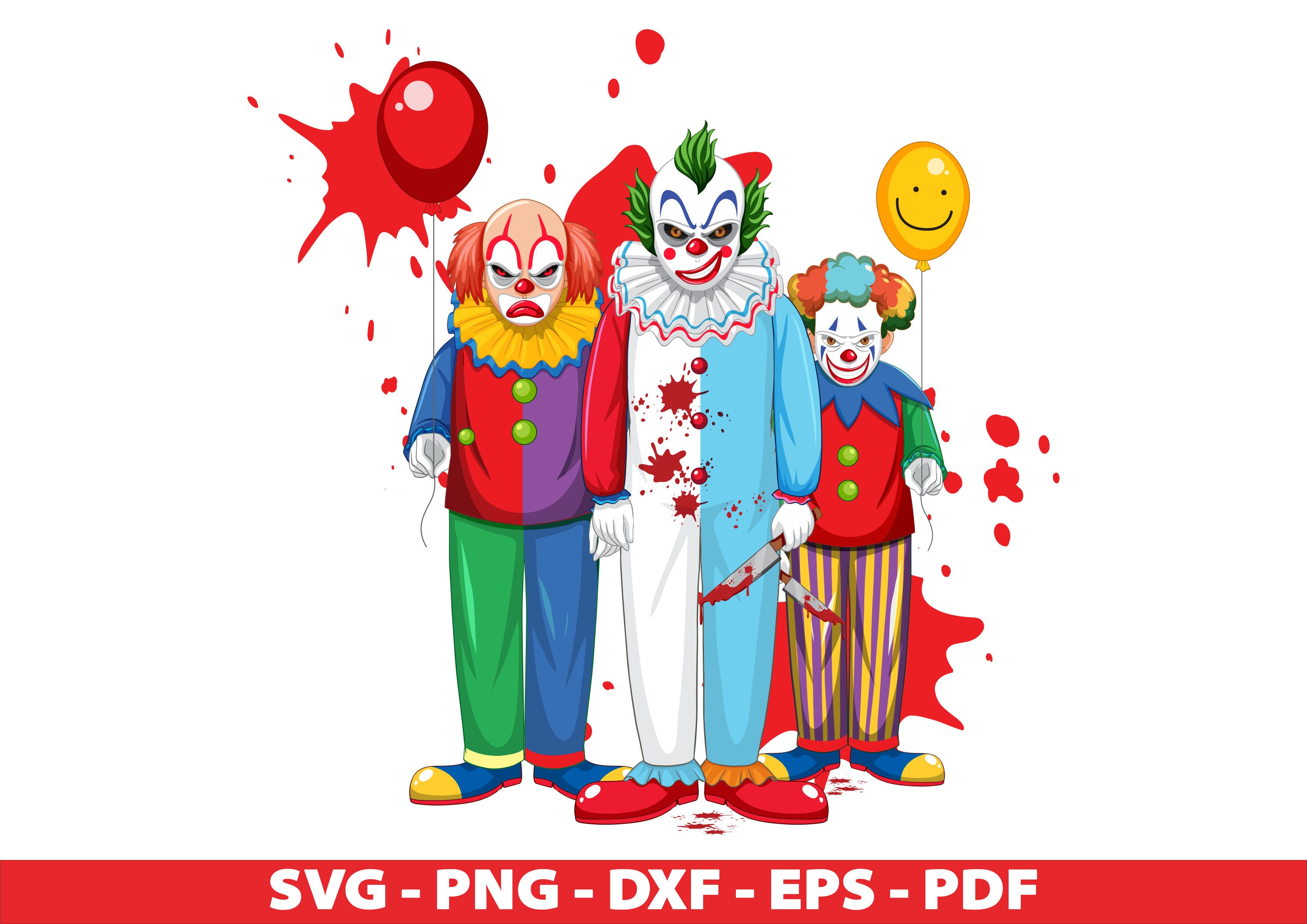 Scary Clowns Svg Horror Clown Clipart Horror Halloween - Etsy