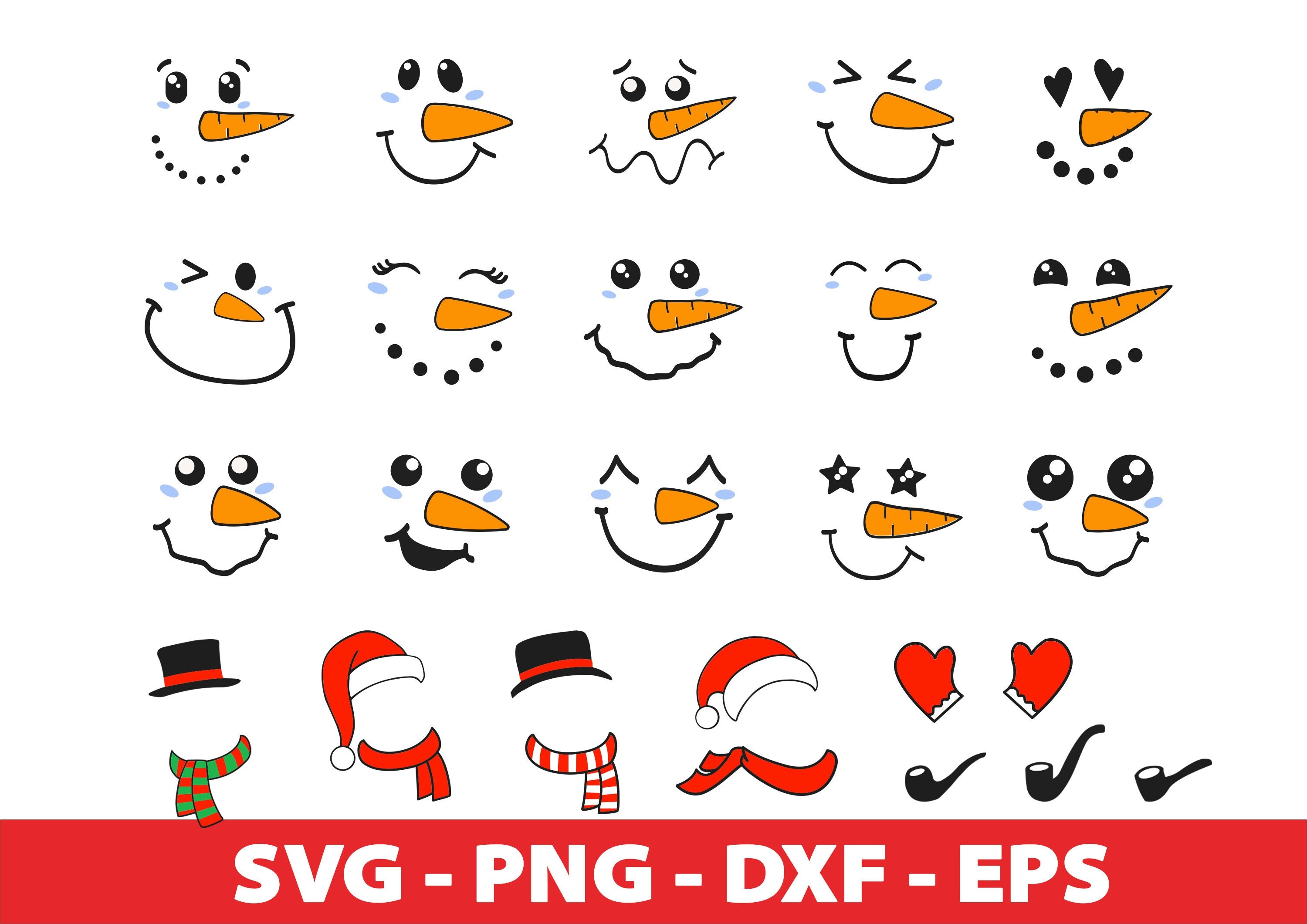 Snowman Faces Svg, Christmas Snowman Svg Bundle, Holiday Season Svg ...