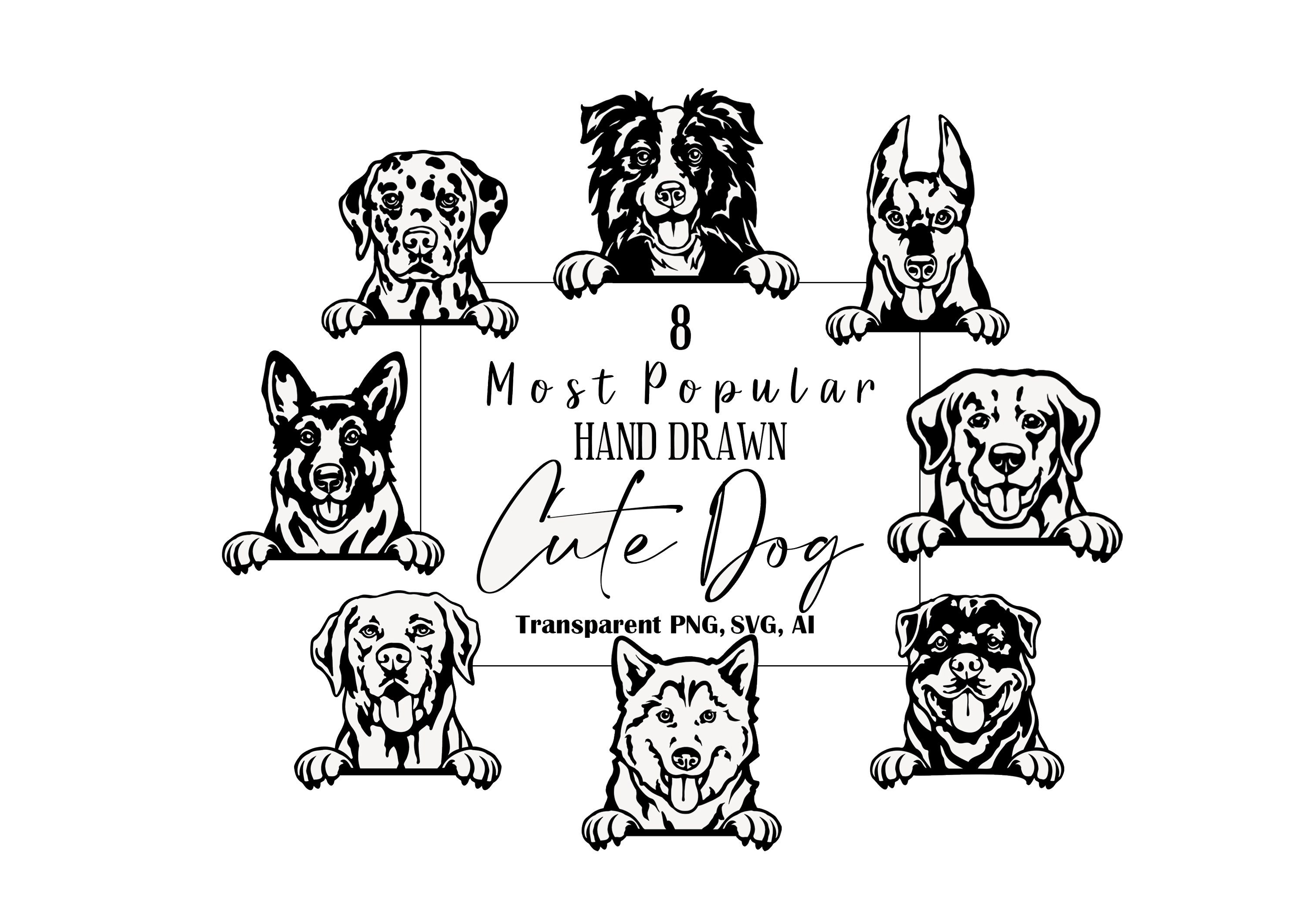 Dog Svg Bundle, Dog Head Svg, Peeking Dog Svg, Dog Breed Png, Hand ...
