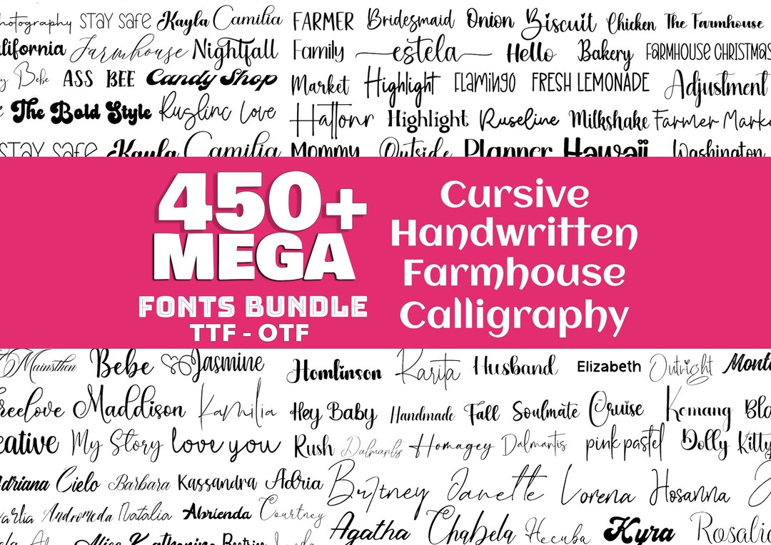 The Ultimate 400 Procreate Fonts, Cursive Font Bundle, Script Fonts ...