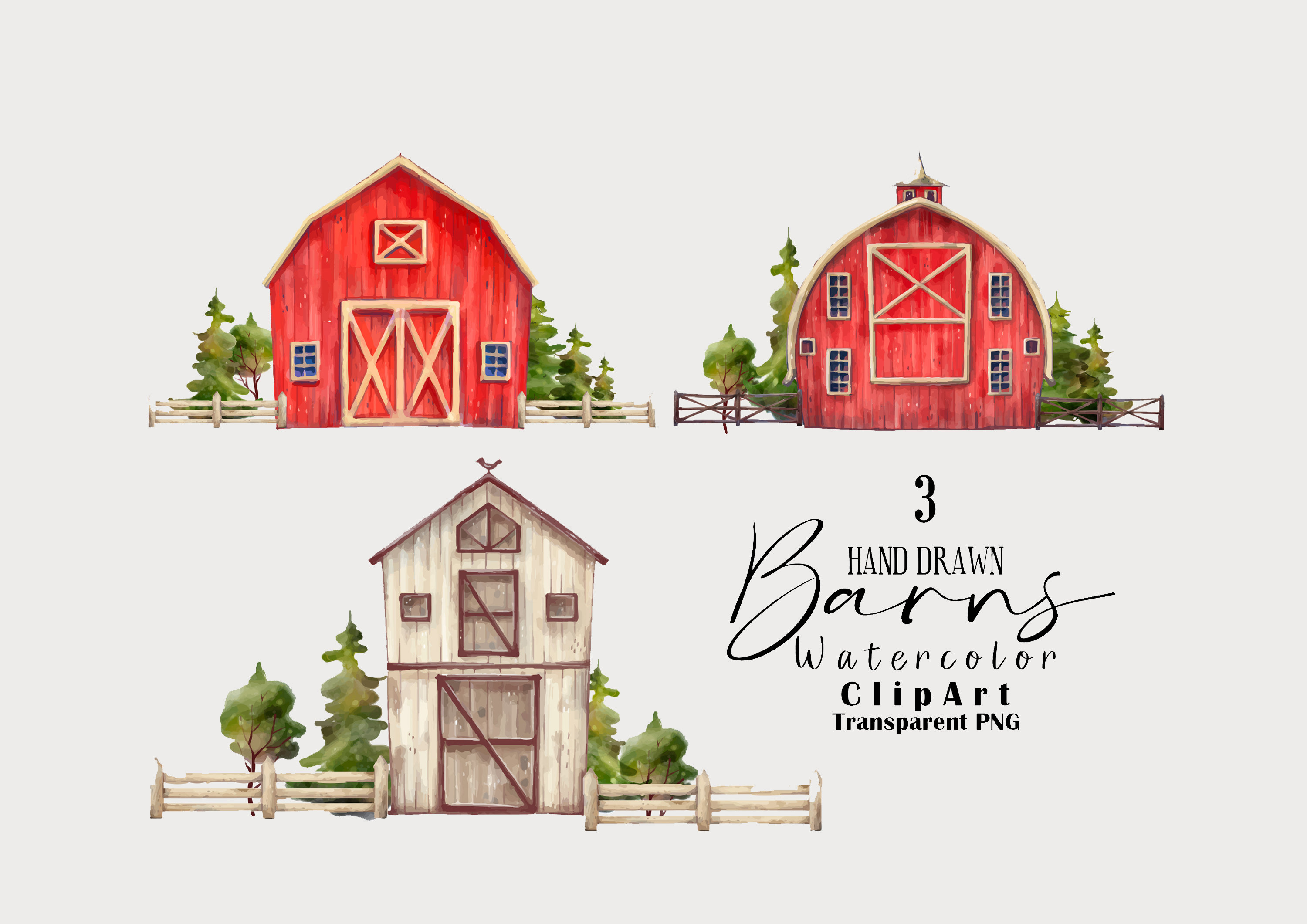 Watercolor House Clipart, Farmhouse Clipart, Farm Barns Clipart Png ...