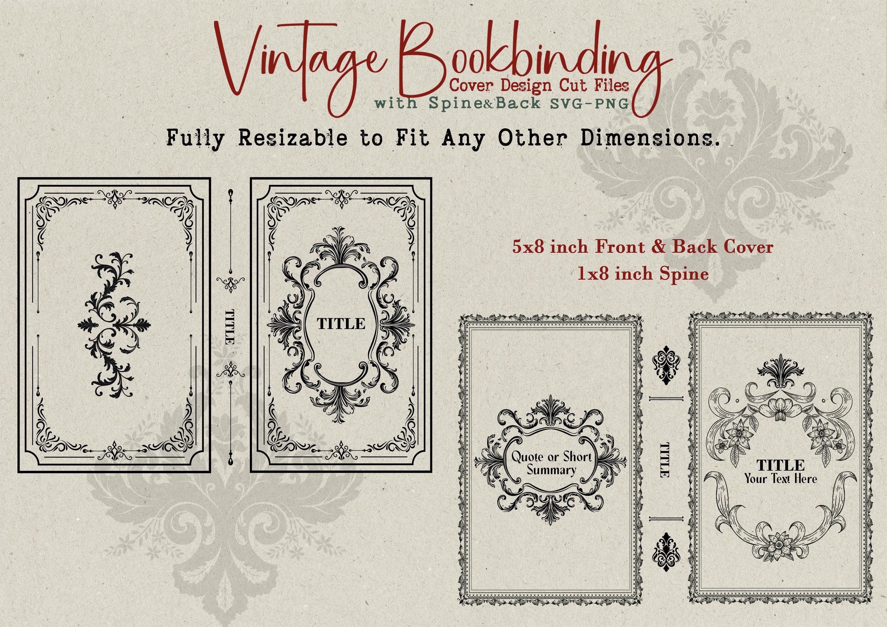 Vintage Book Cover SVG, Printable Floral Bookbinding Design, 6 Antique ...