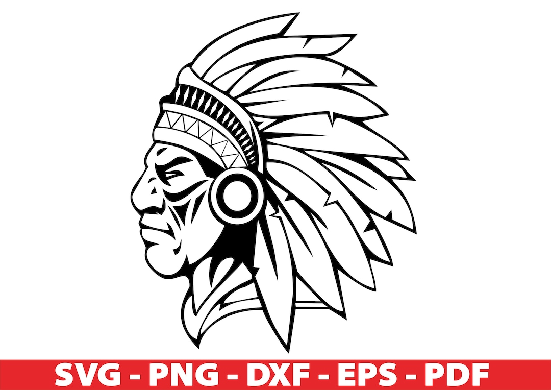 Indian Warrior Head Svg File, Native American Svg, Indian Chief Svg ...
