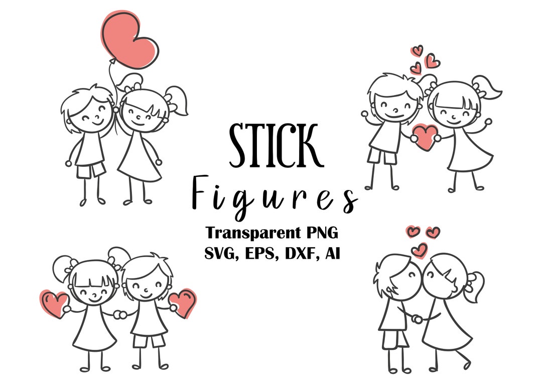 Stick Figures SVG Stick Cute Kids Svg Love SVG Valentines - Etsy