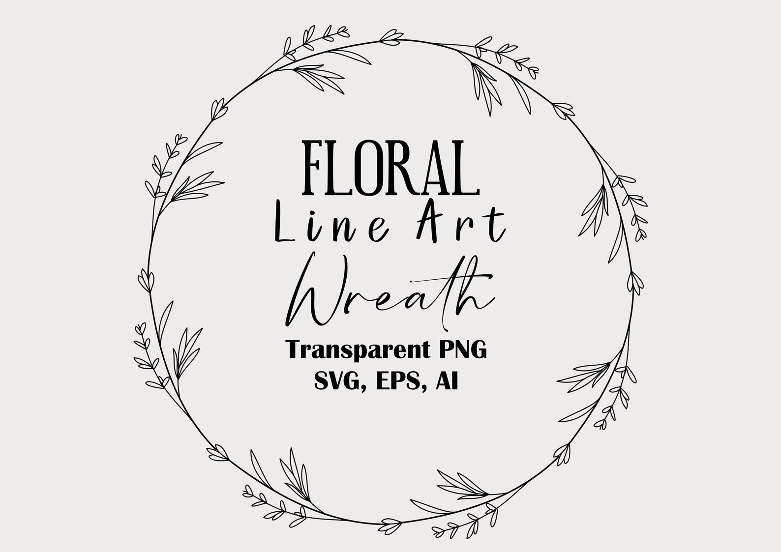 Floral Line Art Wreath SVG Hand Drawn Wreath Line Art SVG - Etsy