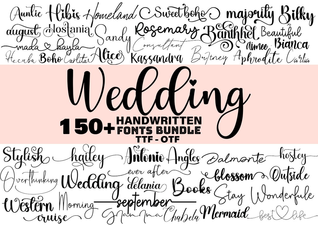 Wedding Font, Font Bundle, Calligraphy Fonts, Cricut Fonts, Invitations ...