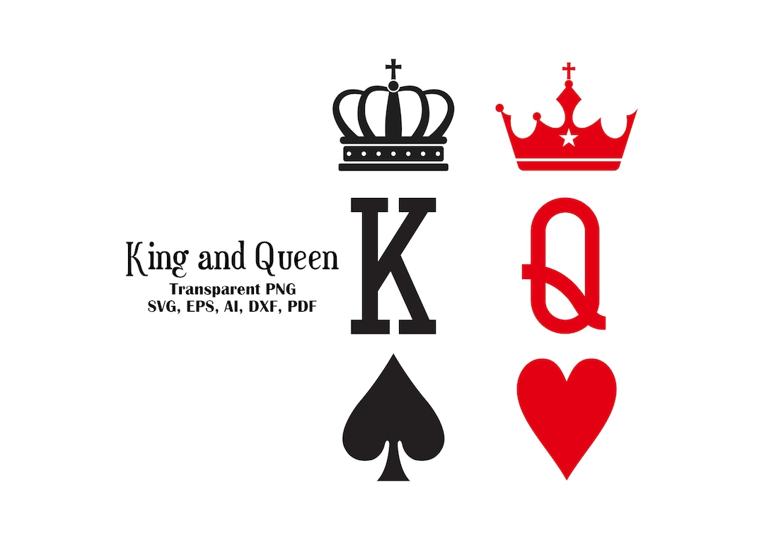 King and Queen Svg, King of Spades Svg, Queen of Hearts Svg, Playing ...