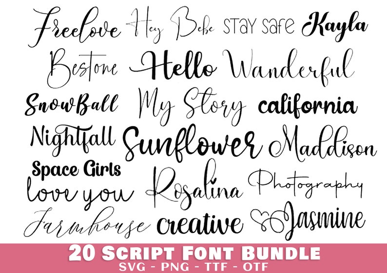 Script Font Bundle, Font Bundle TTF Svg Heart Font, Cursive Fonts, Wedding Font, Cricut Font ...